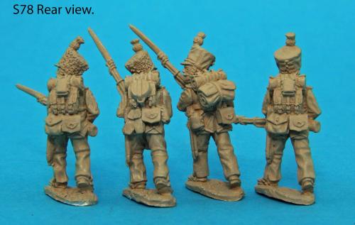 S78 - Saxon light infantry in advancing poses. Head turns pack.