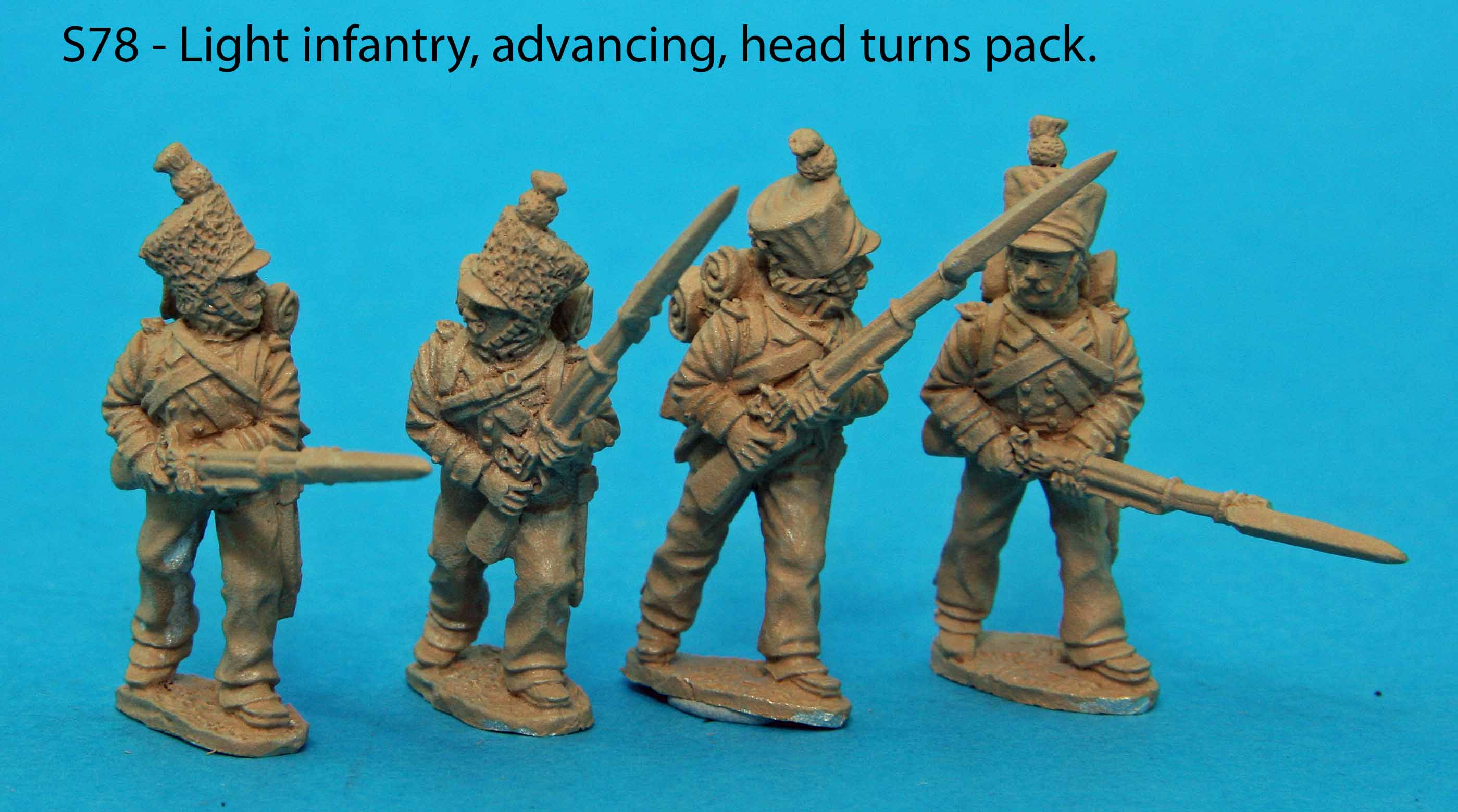 S78 - Saxon light infantry in advancing poses. Head turns pack.